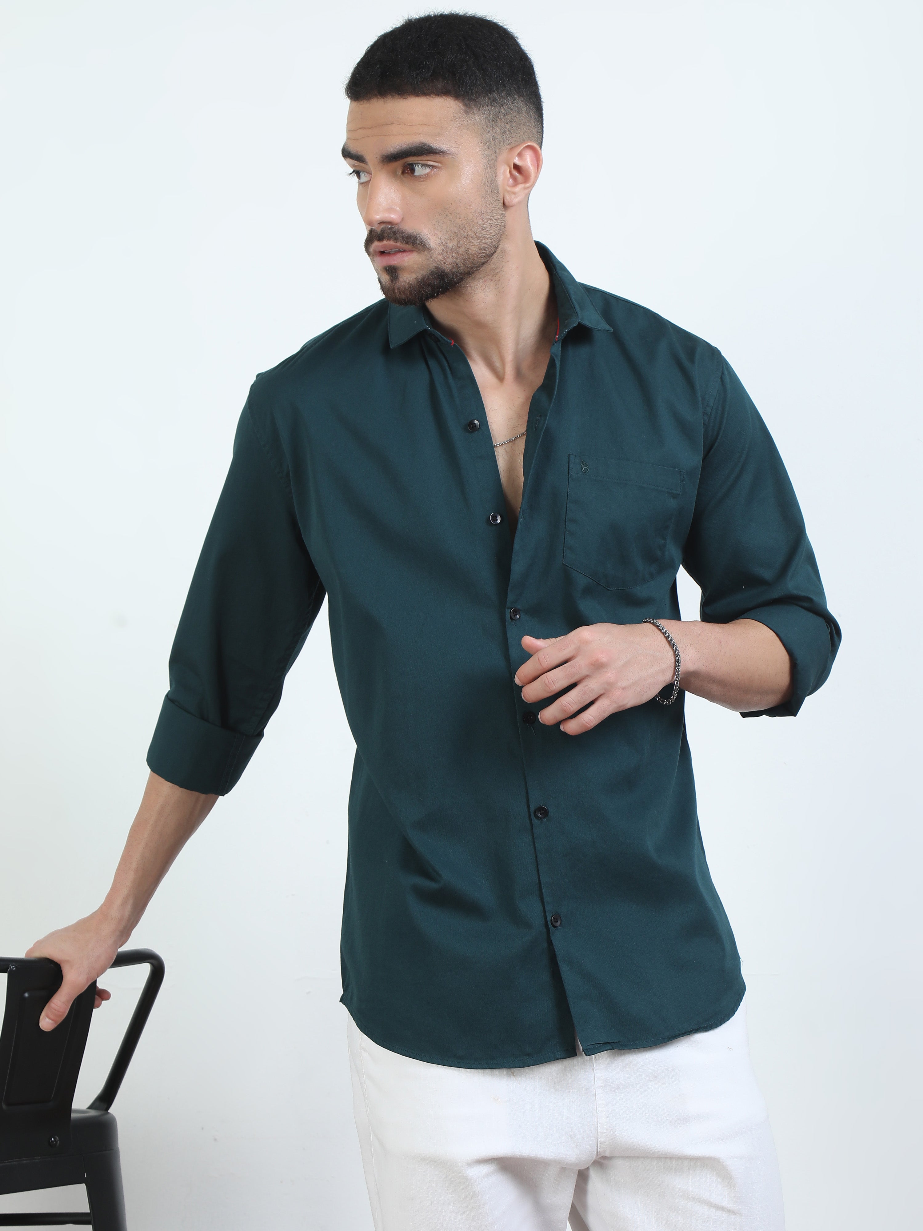 Buy Stylish Peacock Green Shirt For Men Online In India
