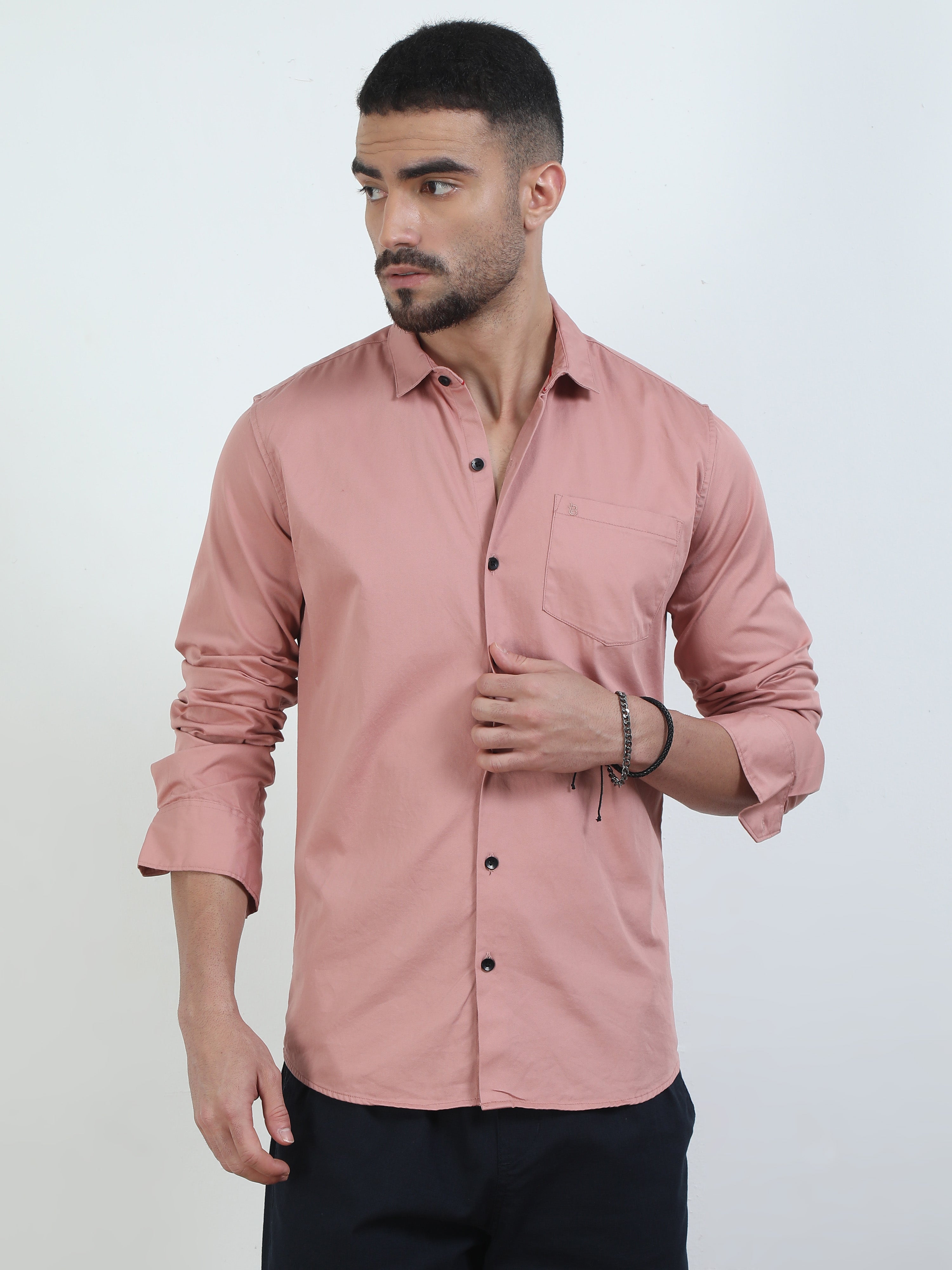 Buy Trendy Pure Tone Peach Color Shirt For Men Online