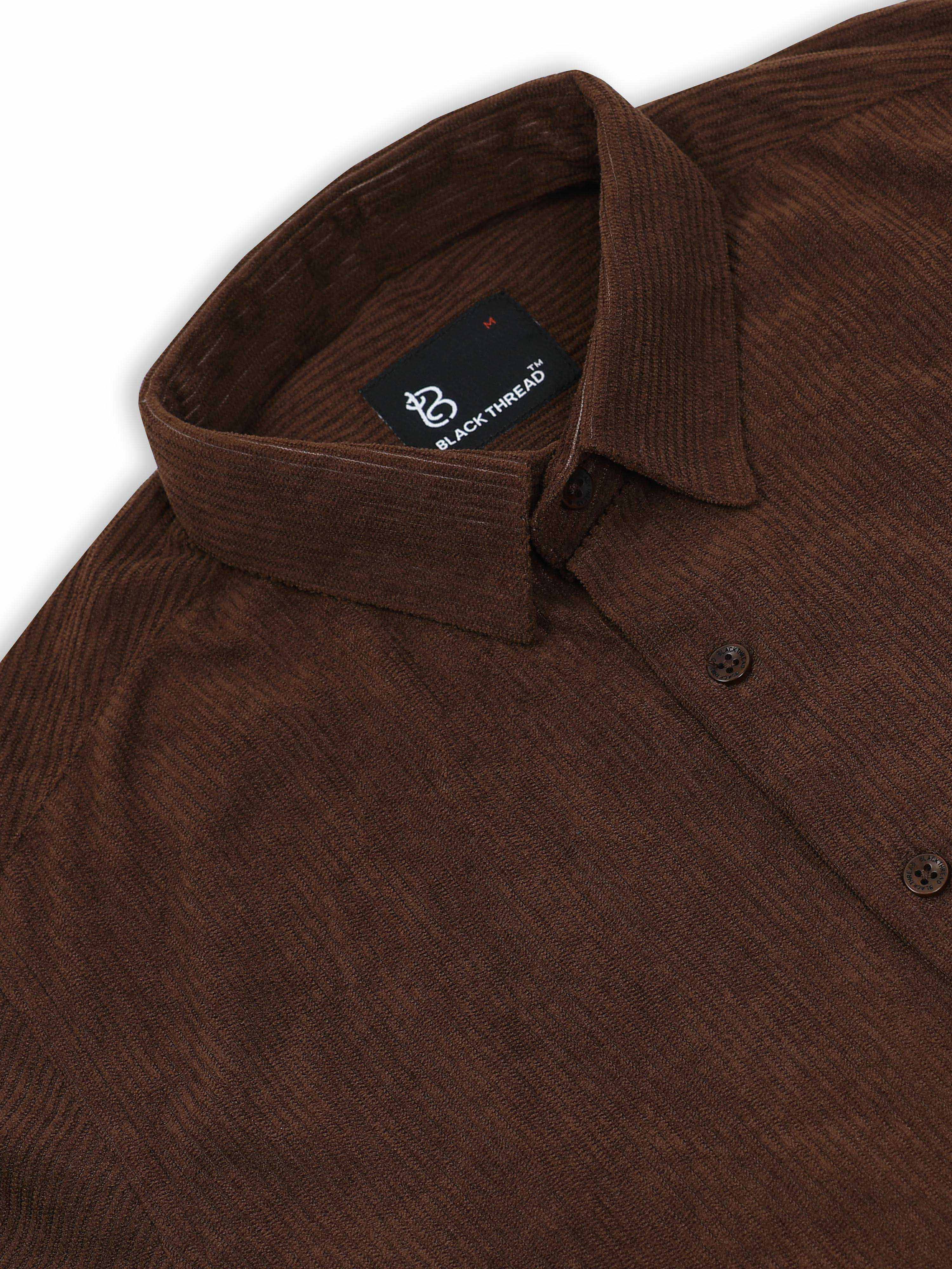 Buy Full sleeve Mens Brown Corduroy Shirt Online