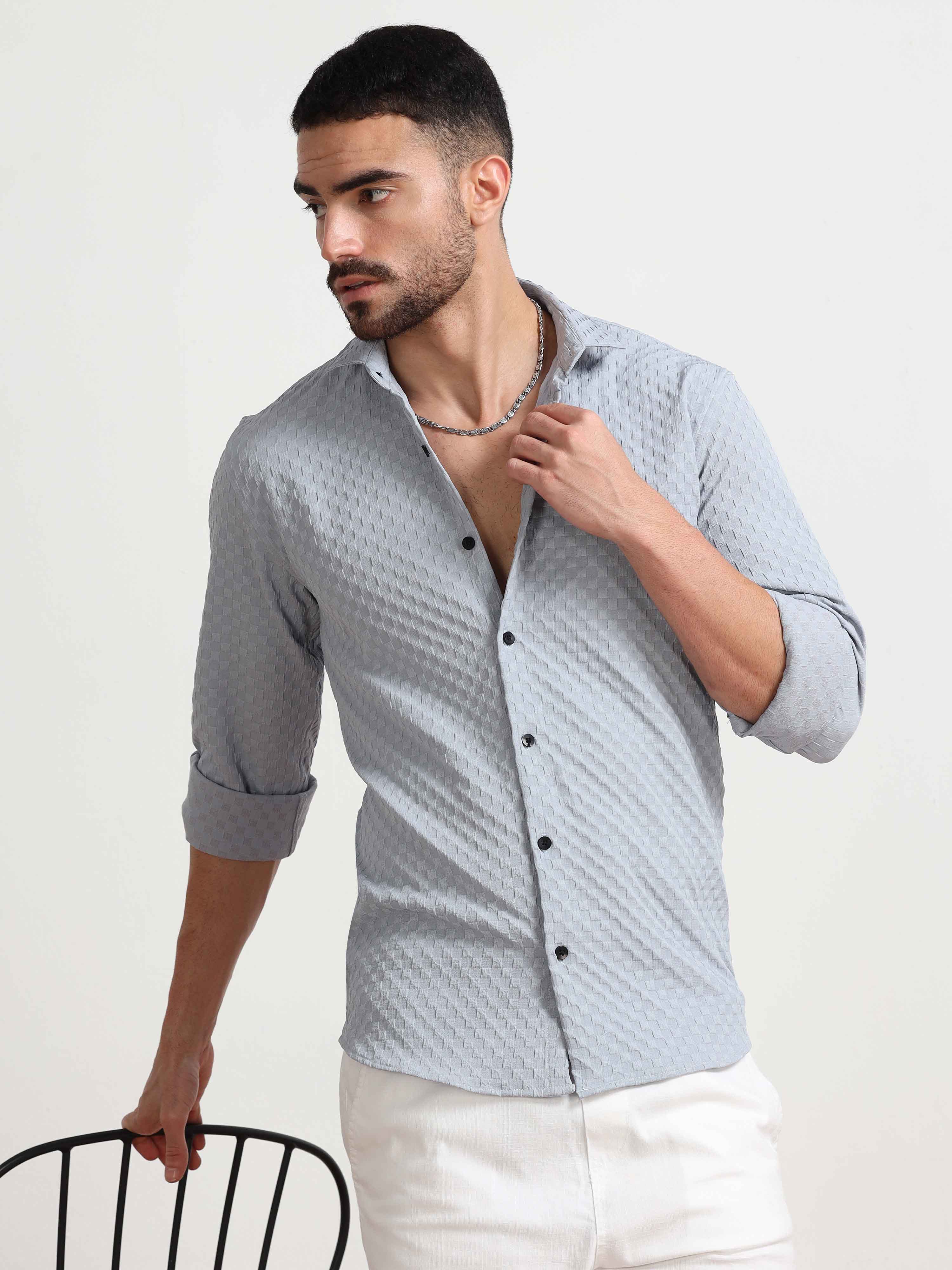 Shop Stylish Grey Check Shirt for Men Online at Great Price